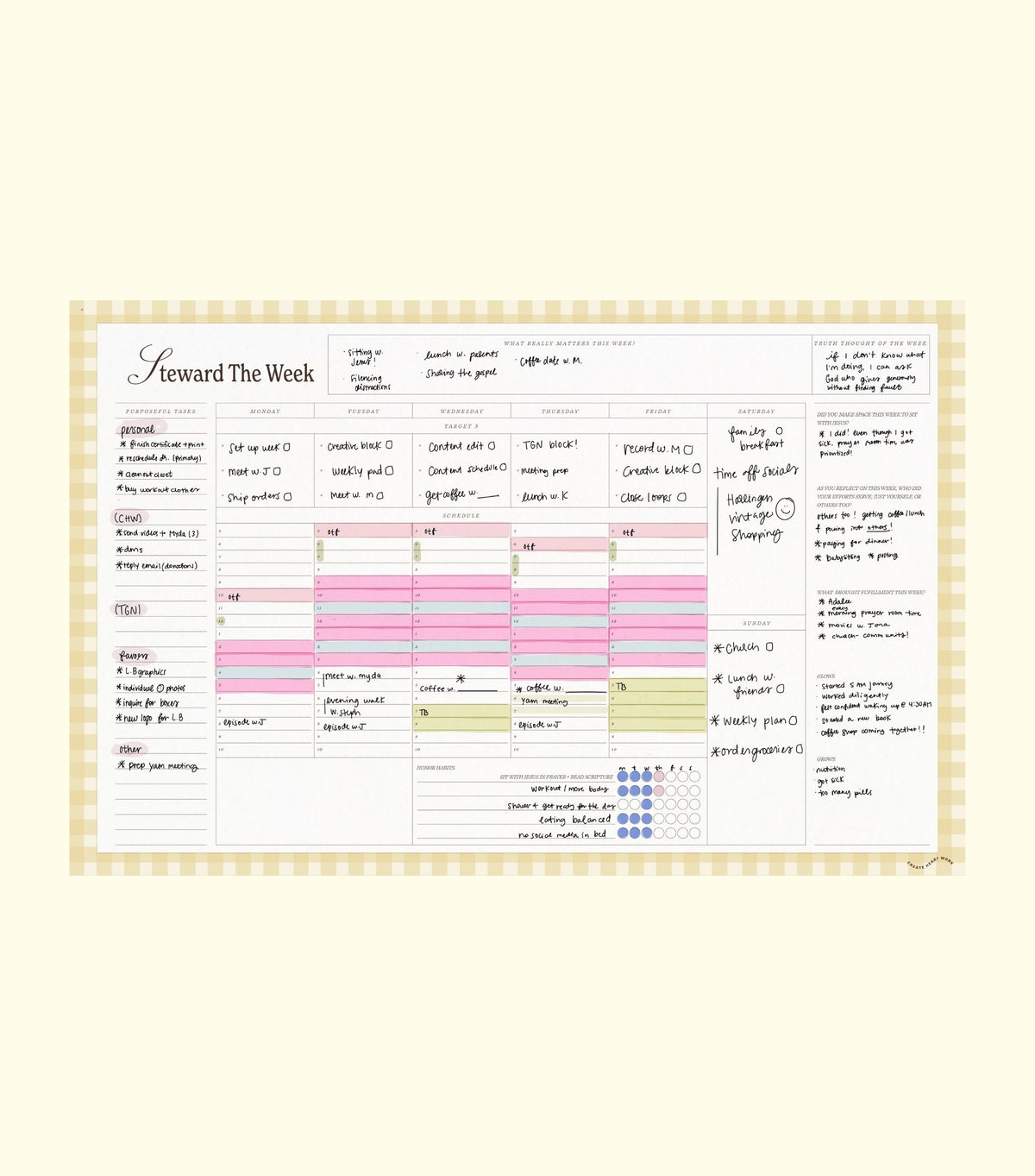 Steward The Week Digital Planner – Create Heart Work