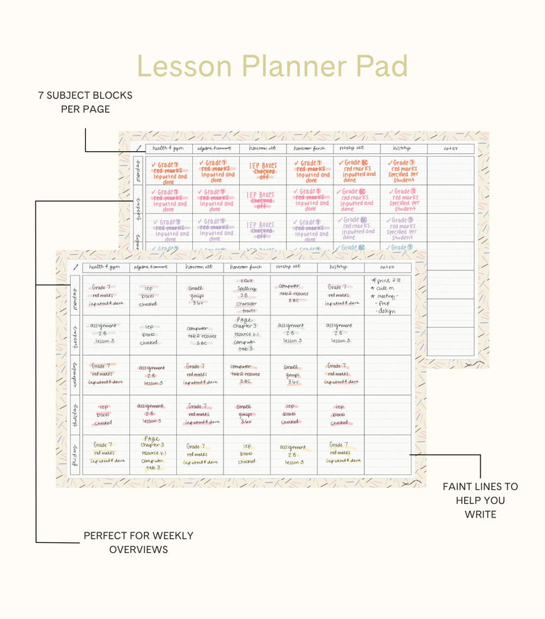 Teacher Weekly Pad – Create Heart Work
