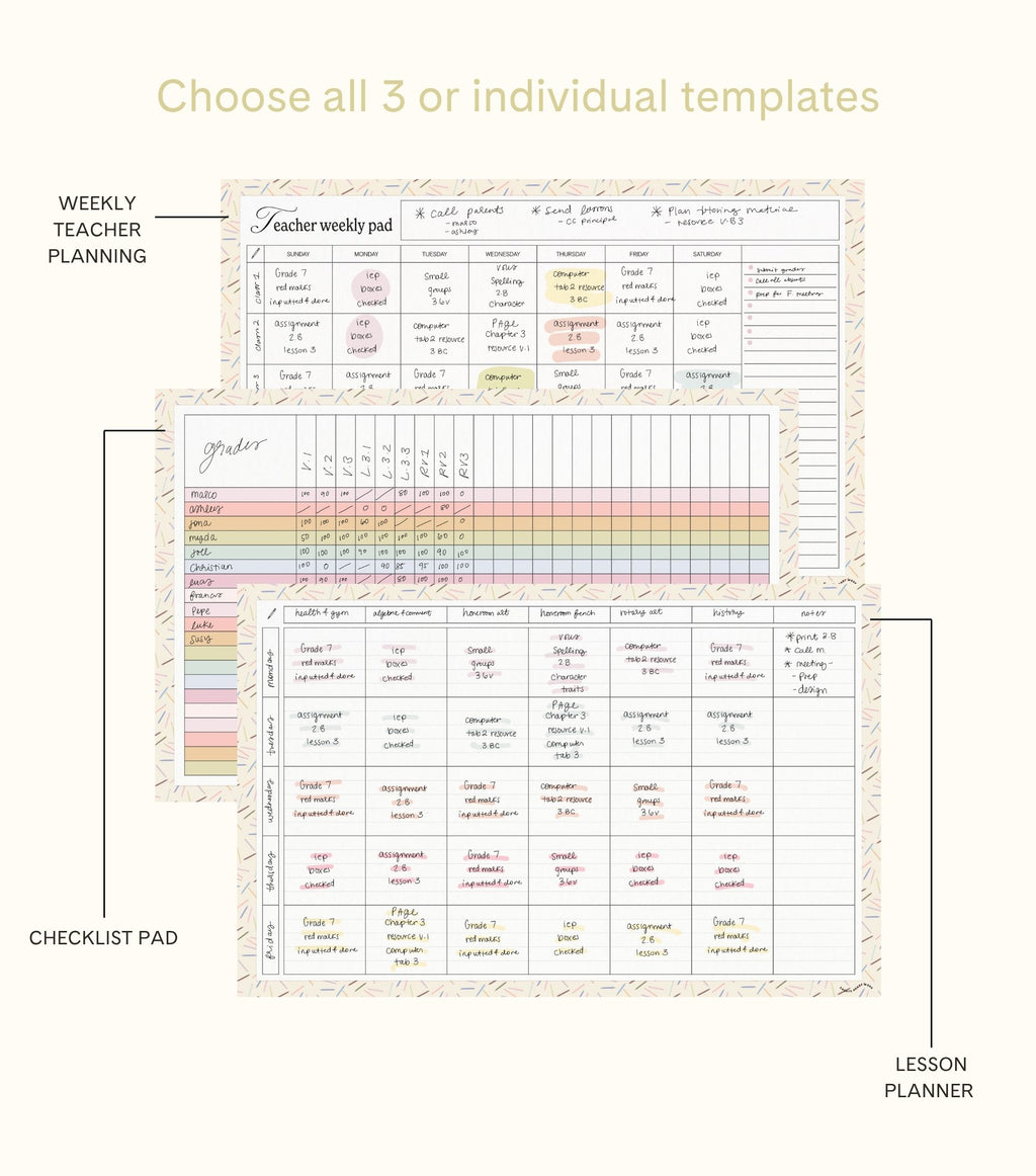 Teacher Weekly Pad – Create Heart Work