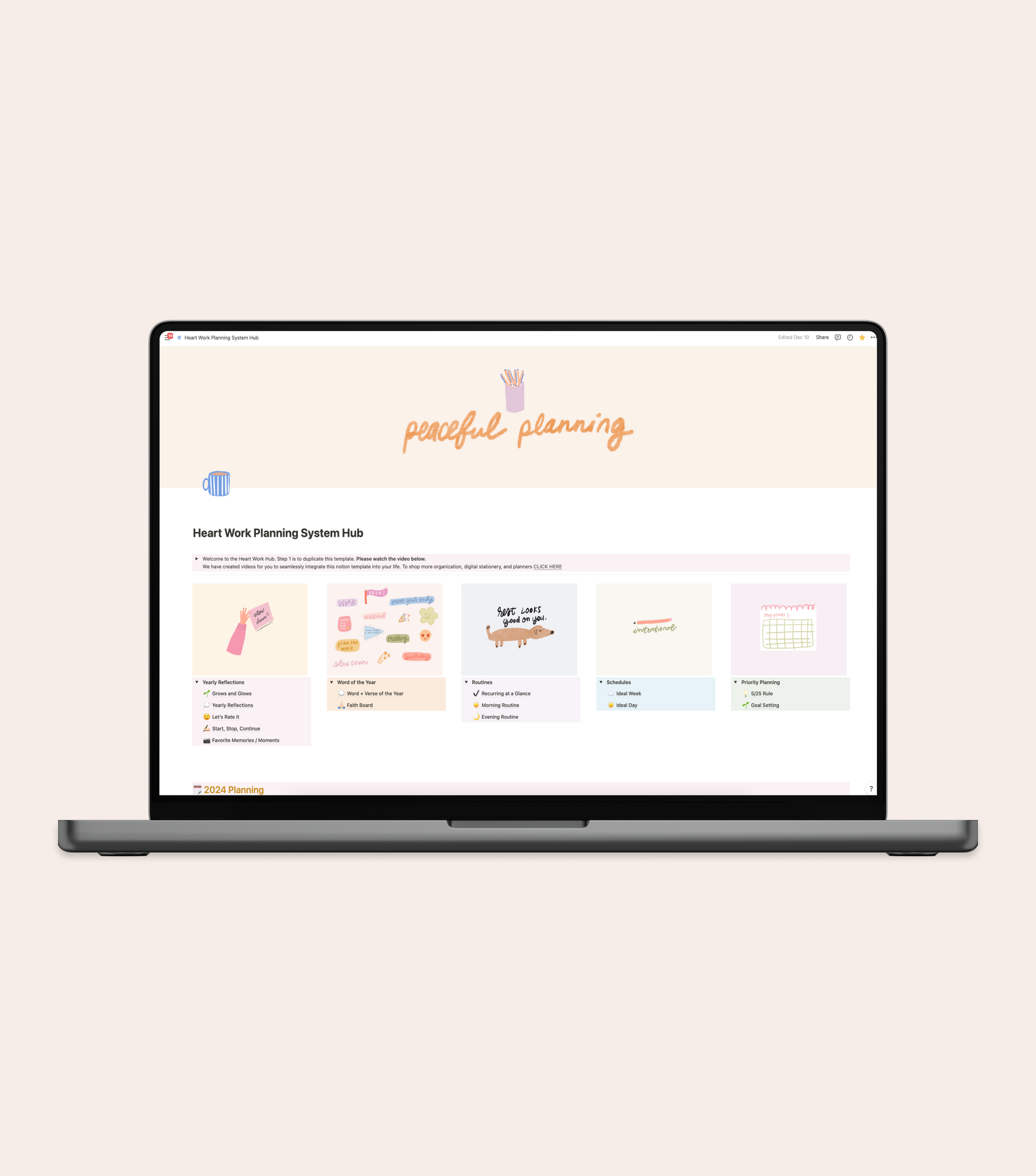 💻 Heart Work Planning System Notion Hub – Create Heart Work