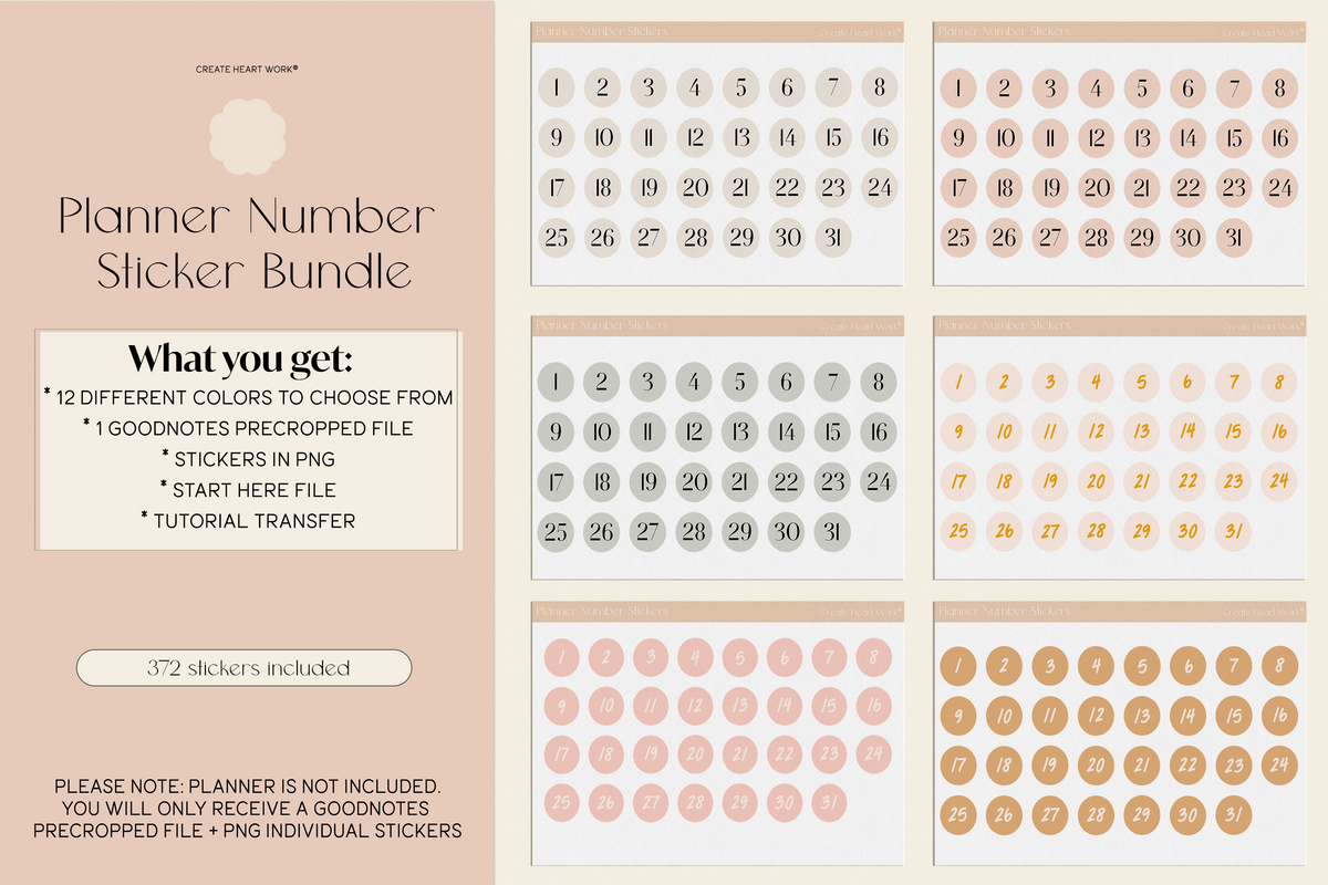 Planner Number Stickers – Create Heart Work