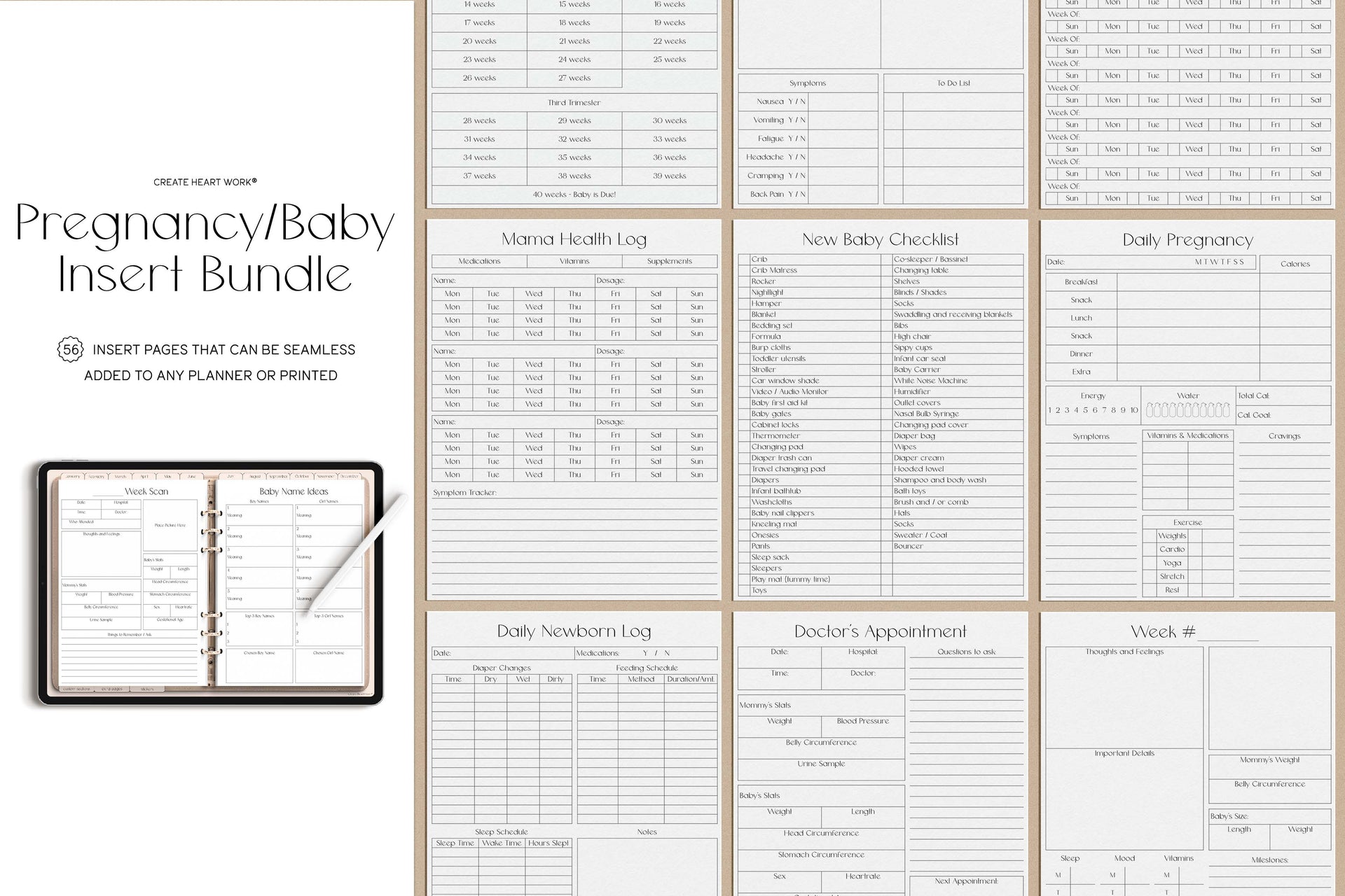 Pregnancy / Baby Inserts – Create Heart Work